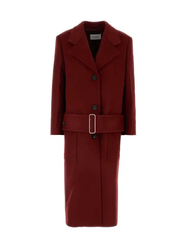 FERRAGAMO Salvatore Tiziano Wool Blend Coat - Red