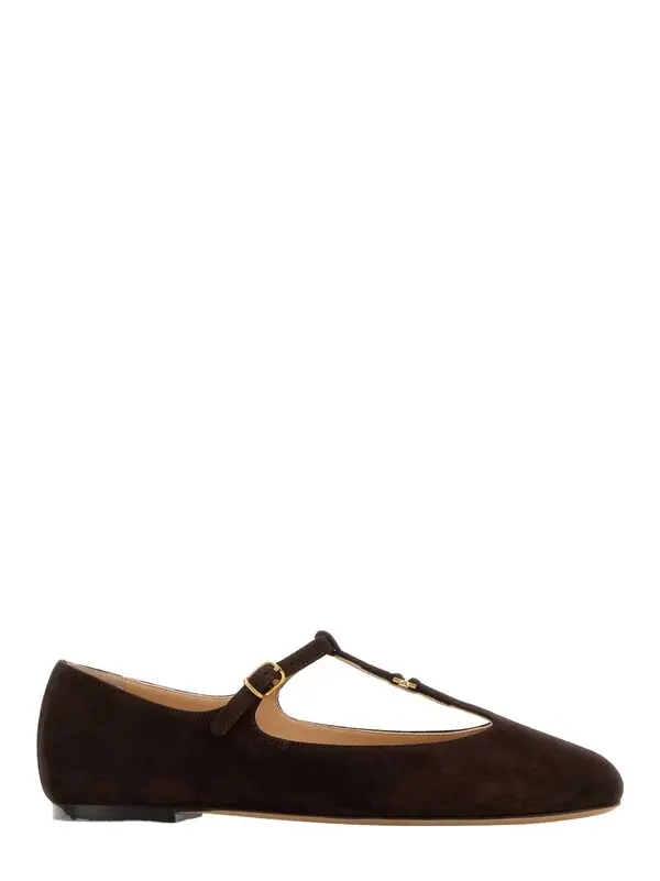 Chloé Dark Suede Marcie Ballerinas - Brown