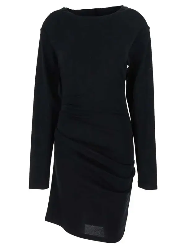 Max Mara Gathered Crew Neck Dress - Black