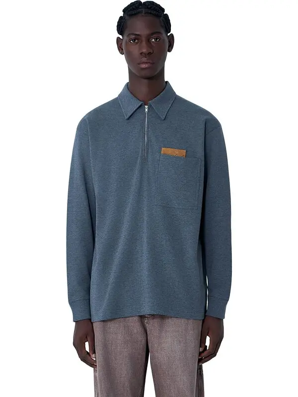 Bottega Veneta Double Cotton Melange Polo Shirt - Gray