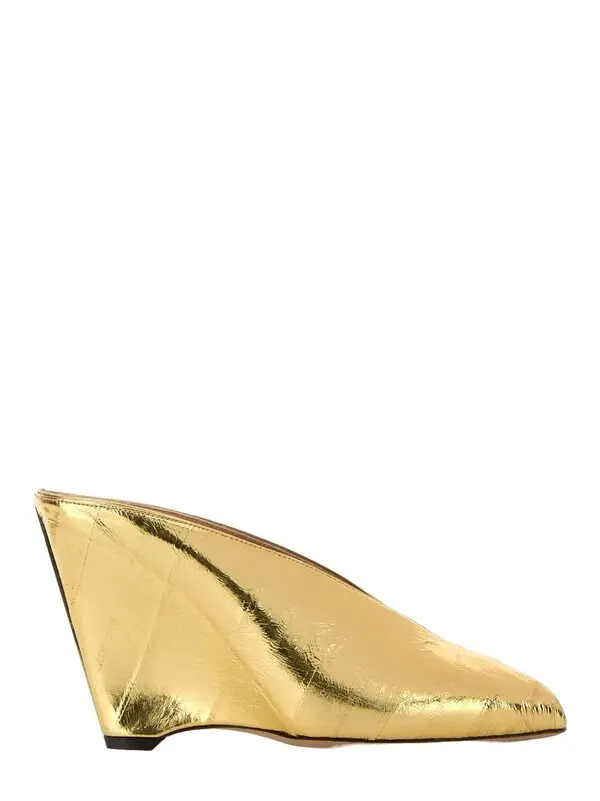 FERRAGAMO Alicia 95 Eel Leather Mules - Gold