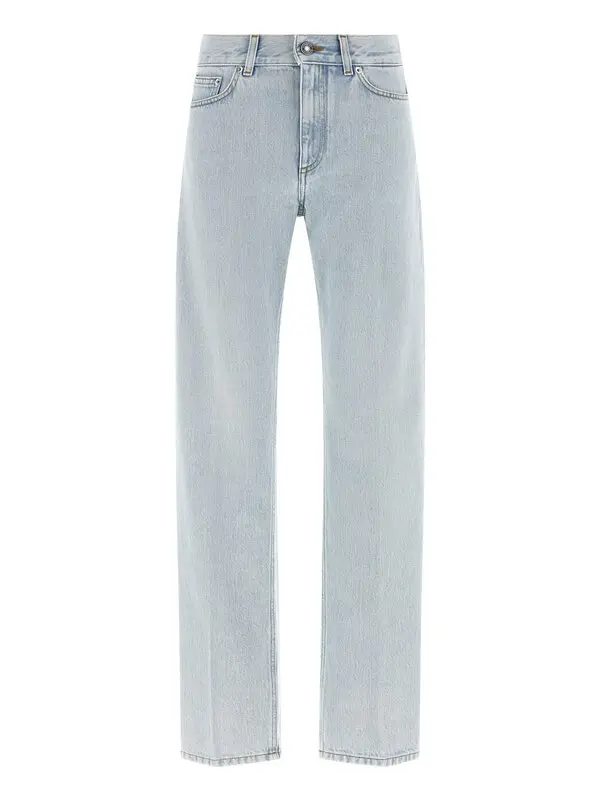 Givenchy Straight Leg Jeans With Suede Logo Tag - Blue