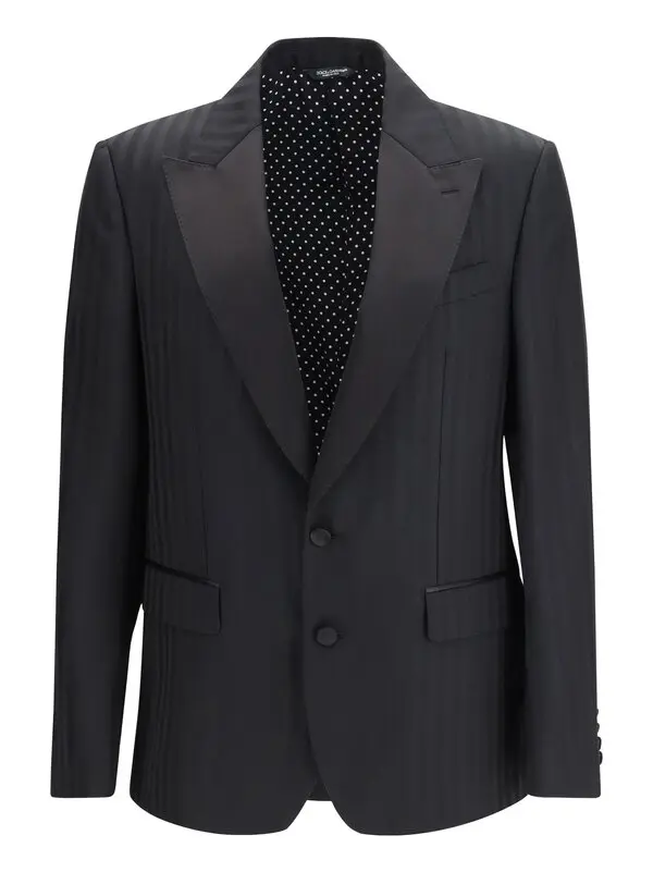 Dolce & Gabbana Striped Peak-lapel Blazer - Black