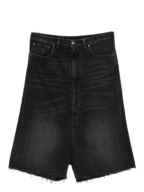 MAISON MARGIELA Distressed Denim Shorts With Frayed Hem - Black