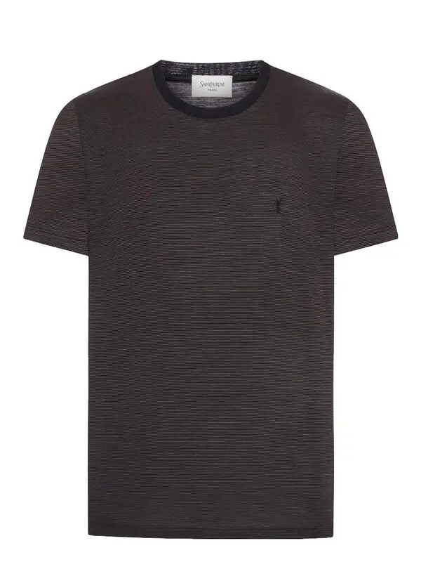 Saint Laurent Cassandre T-shirt In Striped Wool - Multicolor