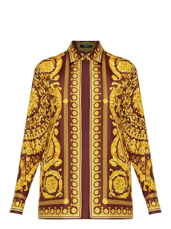 Versace Floral Silk Blouse - Red