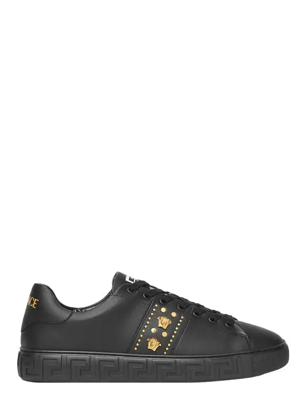 Versace Greca Sneakers With Studs - Black