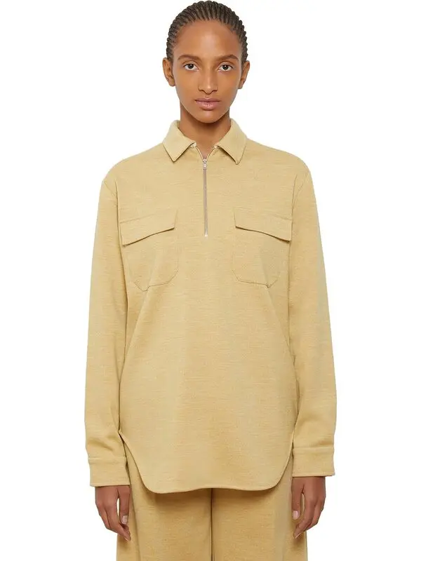 JIL SANDER Half-zip Wool Shirt - Yellow
