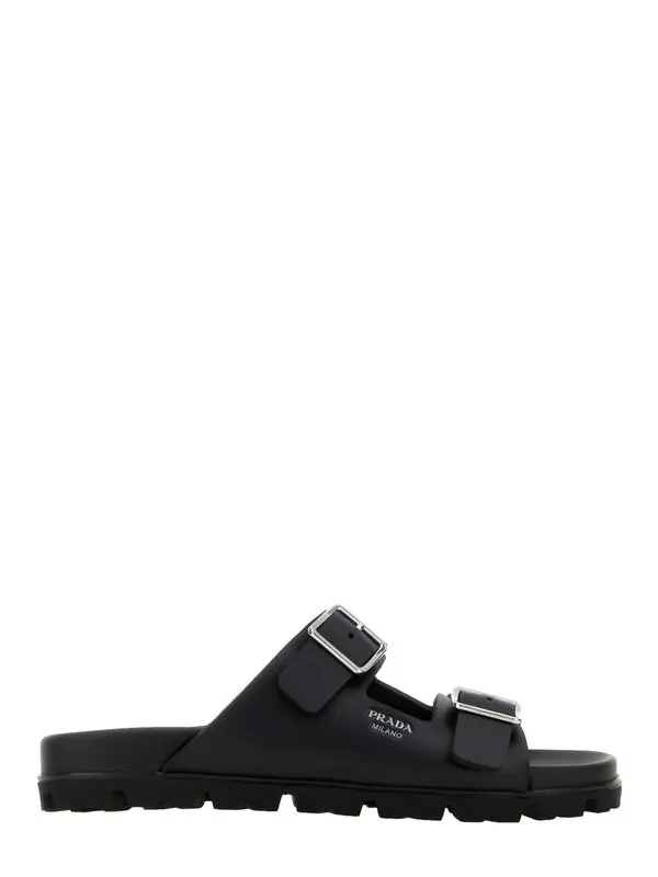 Prada Leather Slippers - Black