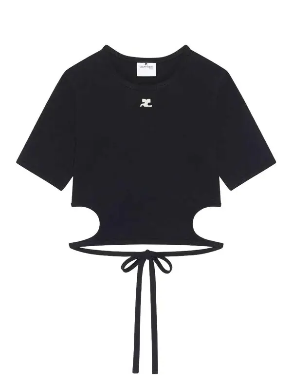 COURREGES Cotton Cut-out T-shirt - Black
