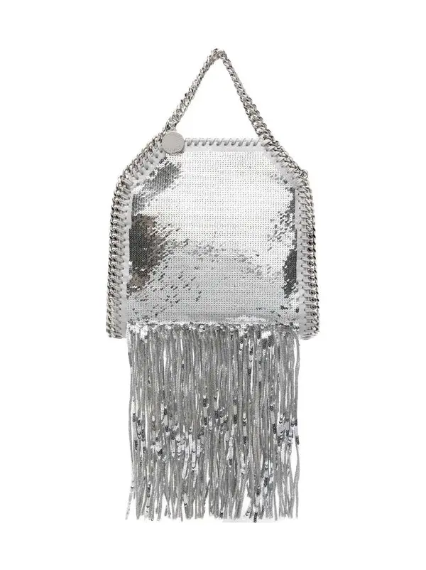 Stella McCartney Falabella Mini Tote Bag With Fringe - Silver