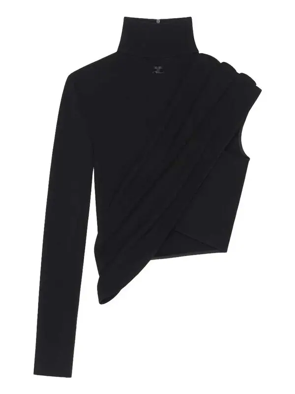 COURREGES Asymmetrical Crop Top - Black