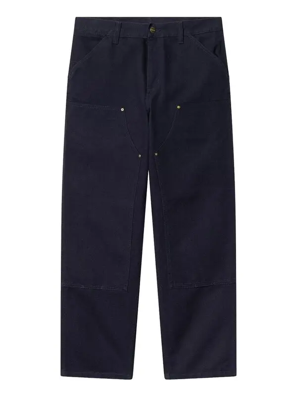 Carhartt Work In Progress Dark Navy Double Knee Canvas Trousers - Blue
