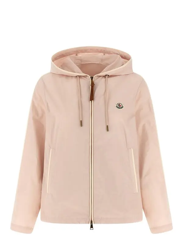 Moncler Sarracenia Hooded Technical Fabric Jacket With Contrast Trim - Pink