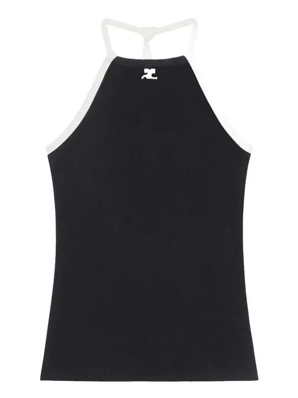 COURREGES Halter Neck Tank Top With Knot Closure - Black