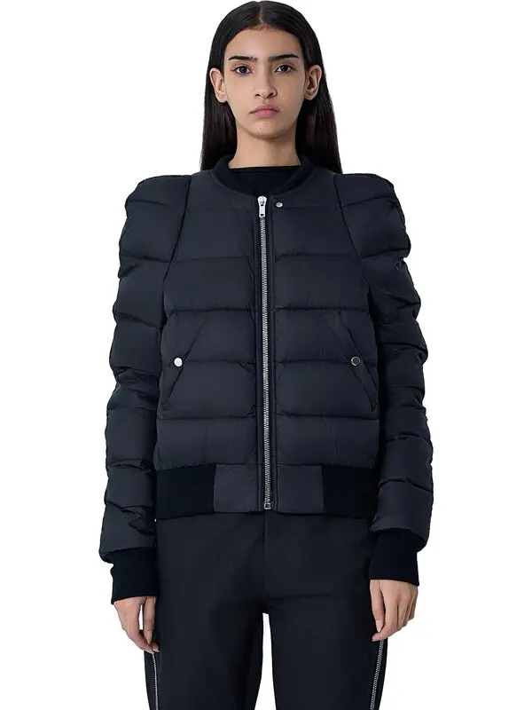 Rick Owens Duvet Bomber Coat With Knitted Trims - Black