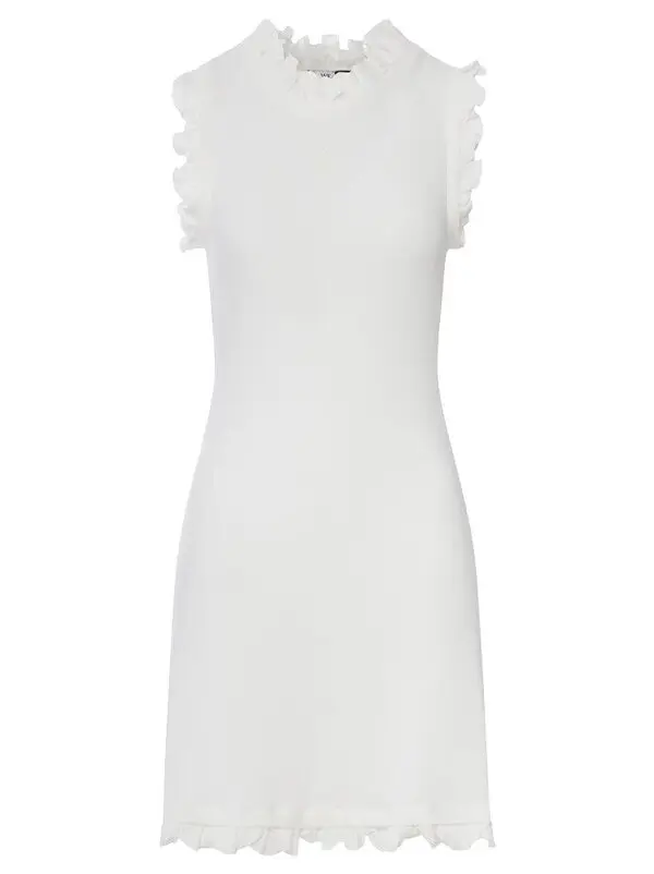 Loewe X Paula's Ibiza Ribbed Jersey Dress With Ruffles - White