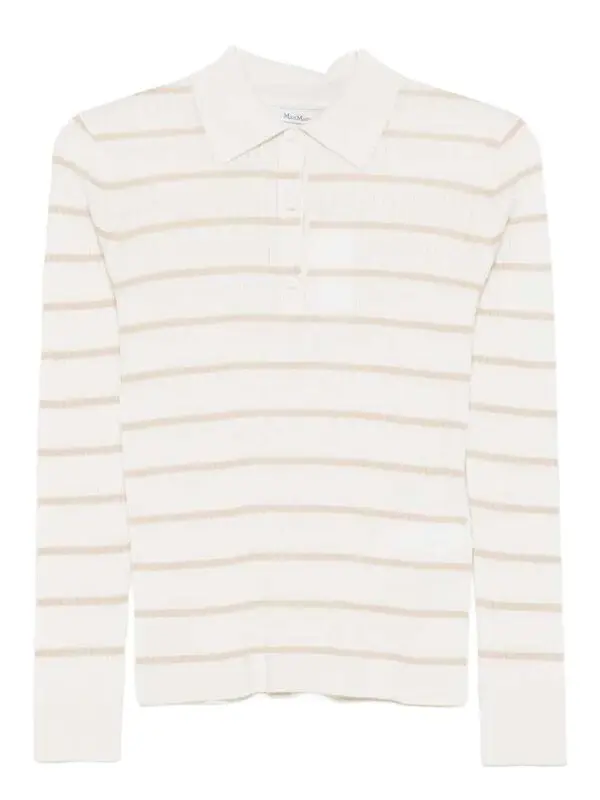 Max Mara Striped Ribbed Knit Polo - Multicolor