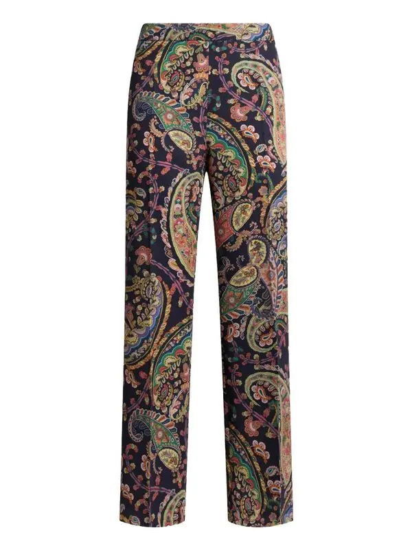 Etro Paisley Foliage Bootcut Pants - Multicolor