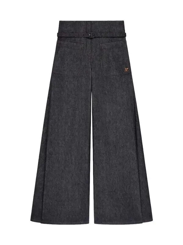 COURREGES Palazzo Pants With Belt - Blue