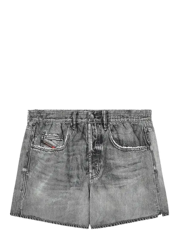 DIESEL® Denim Shorts With Appliqué Logo Detail - Gray
