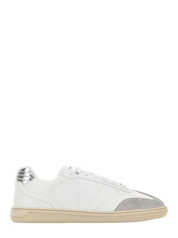 Versace Leather Greca Court Sneakers - White