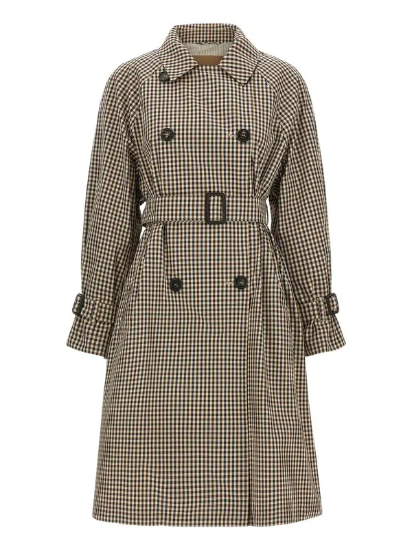 Max Mara Mtcfate" Waterproof Checked Cotton Blend Trench Coat - Brown