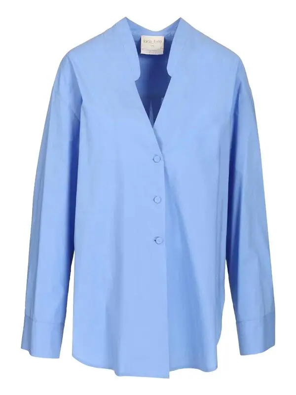 FORTE_FORTE Embroidered Cotton Shirt - Blue