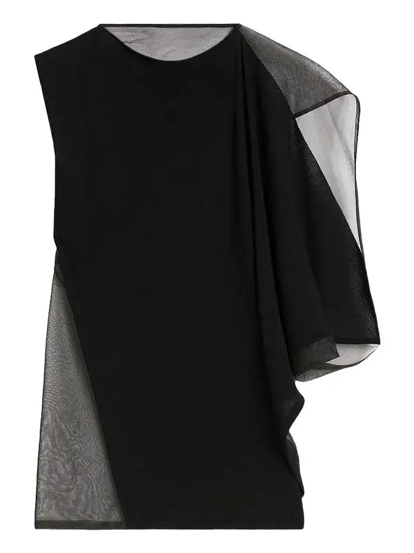 Sportmax Asymmetrical Blouse With Mesh Inserts - Black