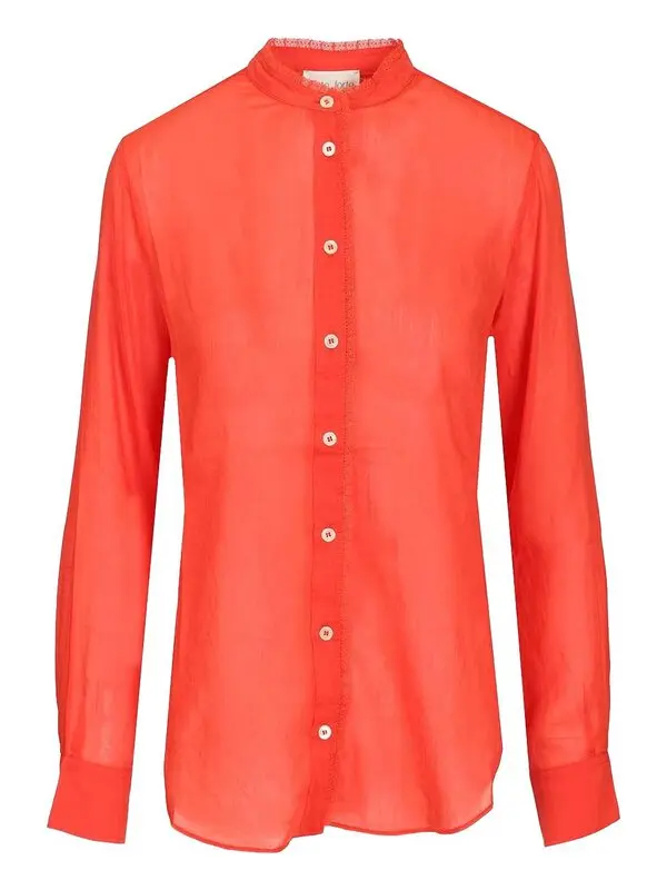FORTE_FORTE Serafino" Cotton Silk Voile Shirt - Red