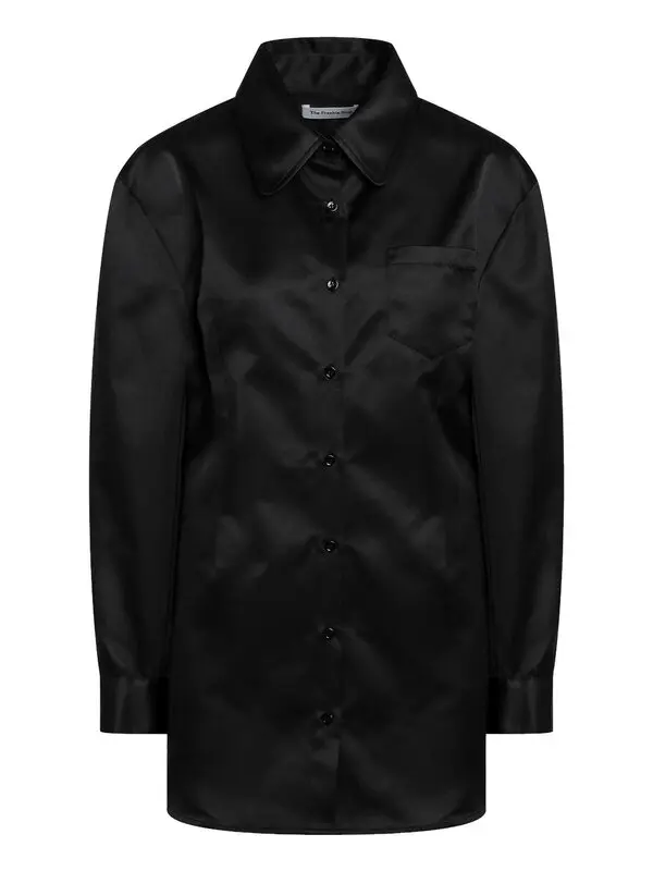 THE FRANKIE SHOP Satin Shirt Dress - Black
