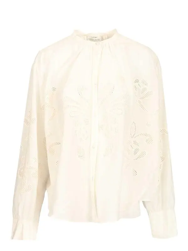 FORTE_FORTE Lunamaris Embroidery Voile Bohemian Shirt - White