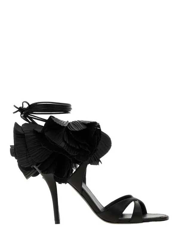 FERRAGAMO Salvatore Leather Estrella 95 Sandals - Black