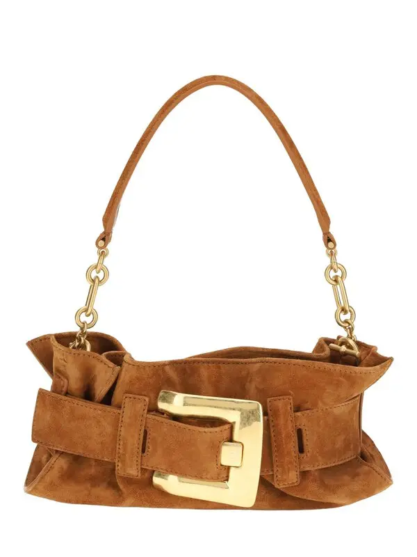 Balmain Suede Leather Anthem Mini Bag - Cream
