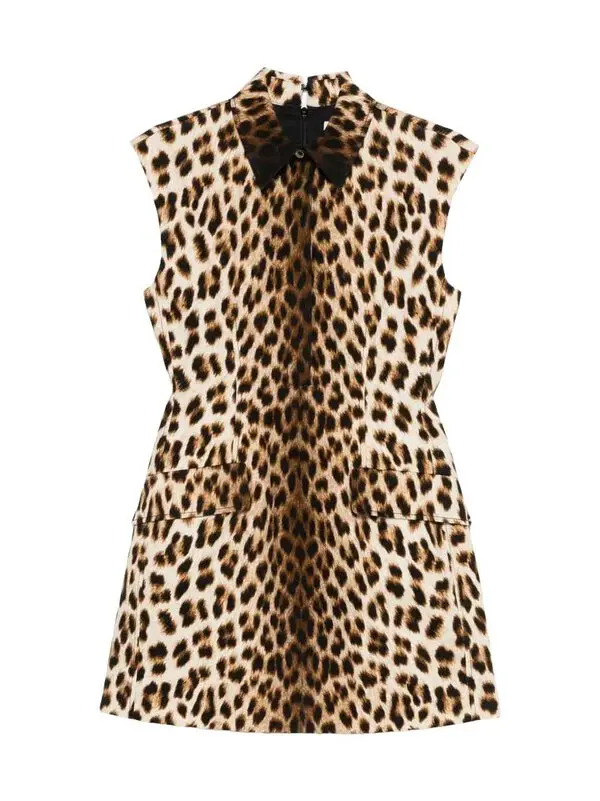 Sportmax Lonza Animal Print Short Dress - Brown