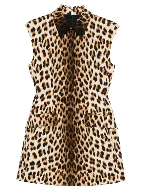 Sportmax Lonza Animal Print Short Dress - Brown