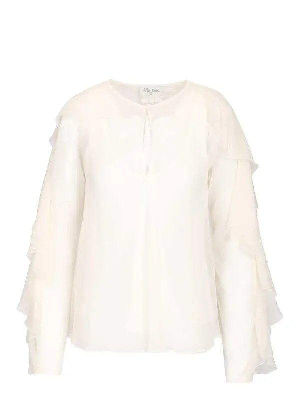 FORTE_FORTE Ruffled Chiffon Shirt - White