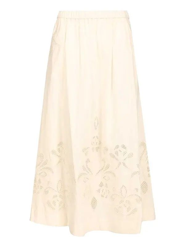 FORTE_FORTE Lunamaris" Embroidered Poplin Skirt - White