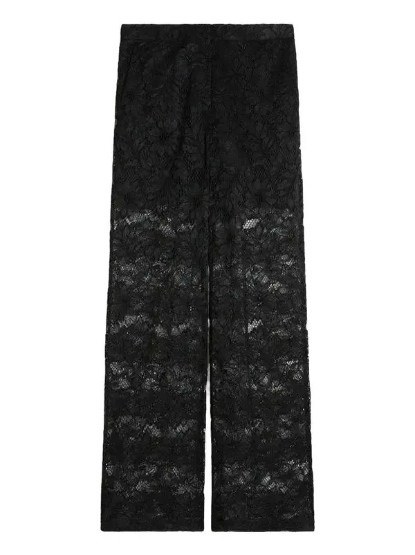 Sportmax Floral Lace Wide Leg Pants - Black