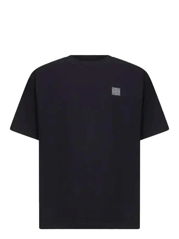 Stone Island T-shirt With Logo Patch - Black