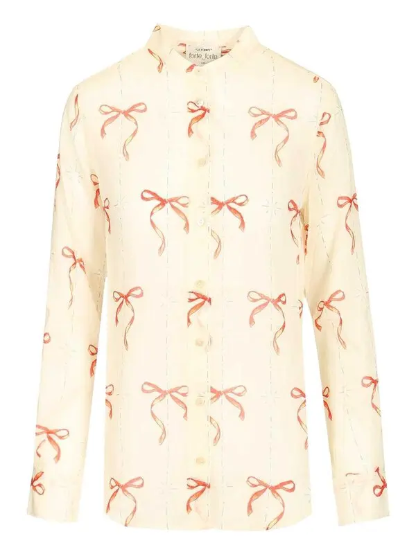 FORTE_FORTE Serafino Printed Cotton-silk Blend Shirt - Red