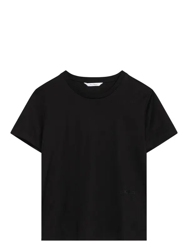 Max Mara Cotton Crewneck T-shirt With Embroidered Logo - Black