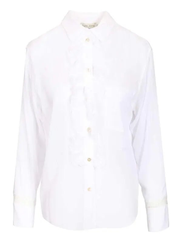 FORTE_FORTE Long-sleeve Shirt With Ruffles And Lace Detail - White