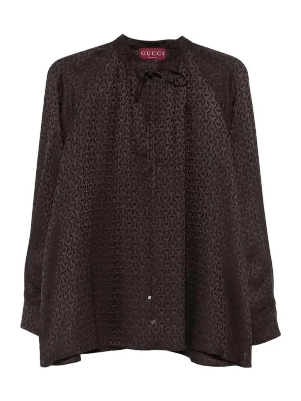 Gucci Horsebit Jacquard Silk Shirt - Multicolor