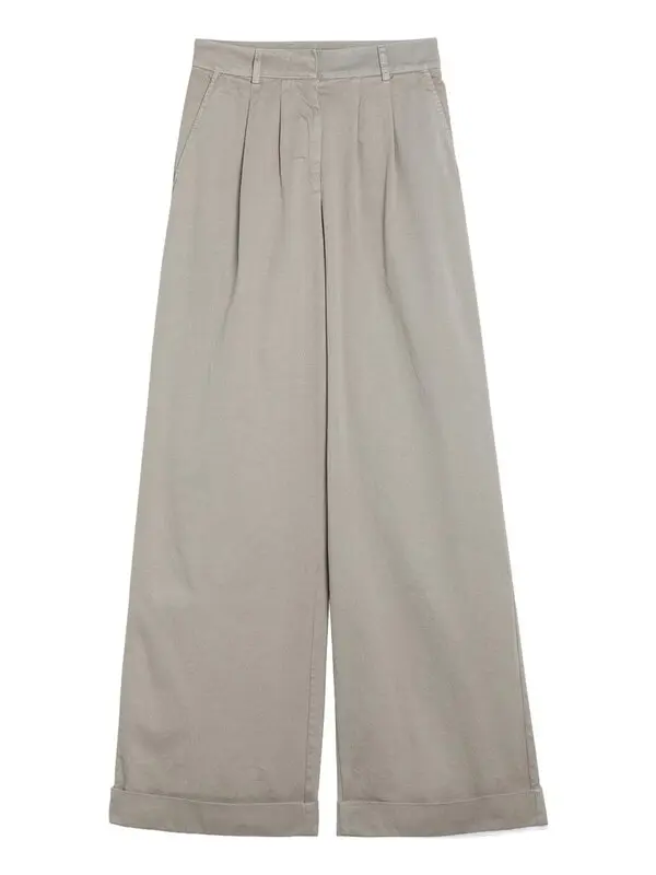 Palm Angels Cotton Wide Leg Trousers - Cream