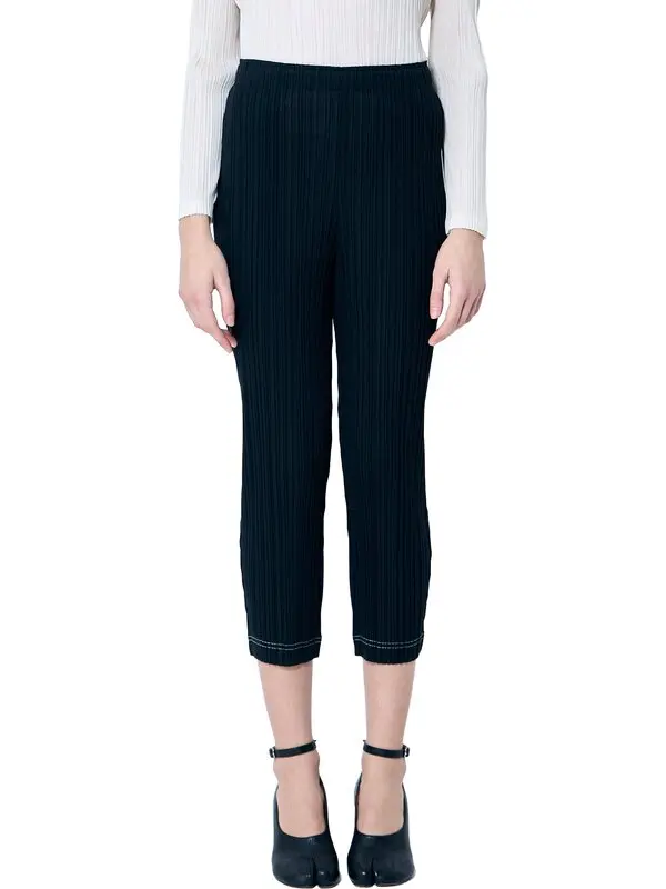 Issey Miyake Cropped Pleated Pants - Black