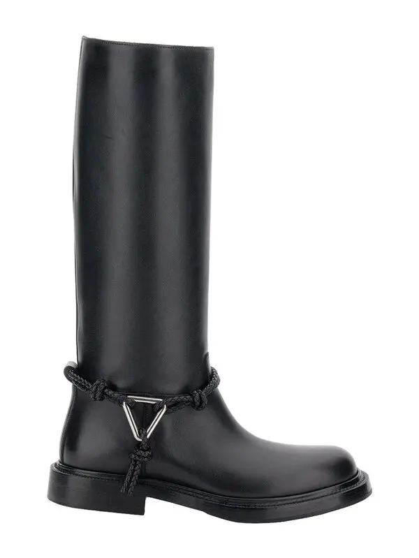 Bottega Veneta Leather Boot With Braided Strap Detailing - Multicolor