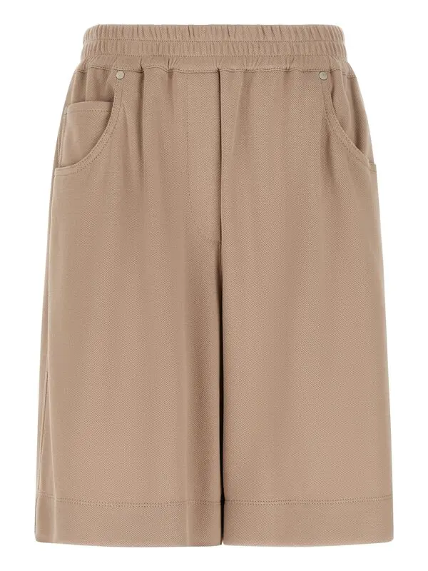 Brunello Cucinelli Piqué Cotton Shorts - Brown