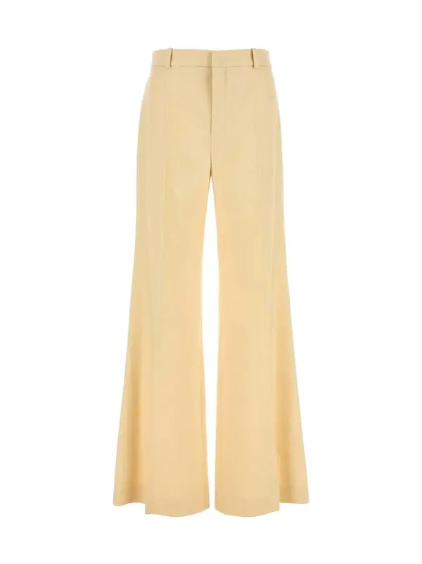 Chloé Cream Wide-leg Canvas Pant - Yellow