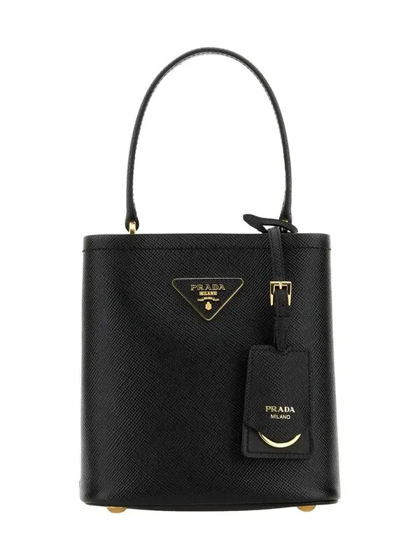 Prada Leather Small Panier Handbag - Black